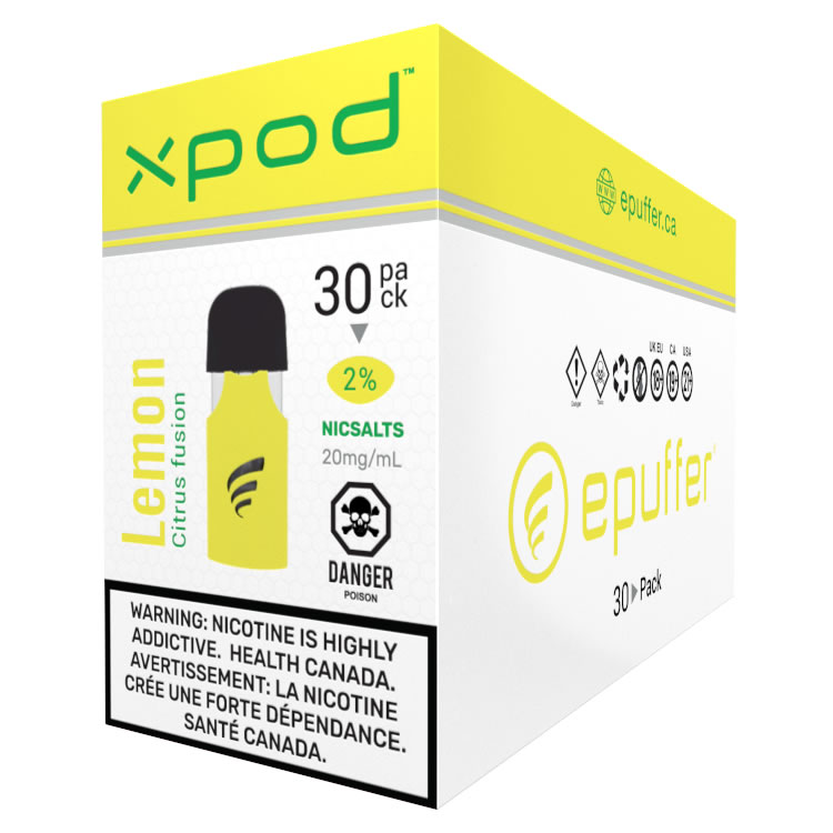 XPOD Lemon Fusion flavour | Prefilled Pods | ePuffer Vape Canada