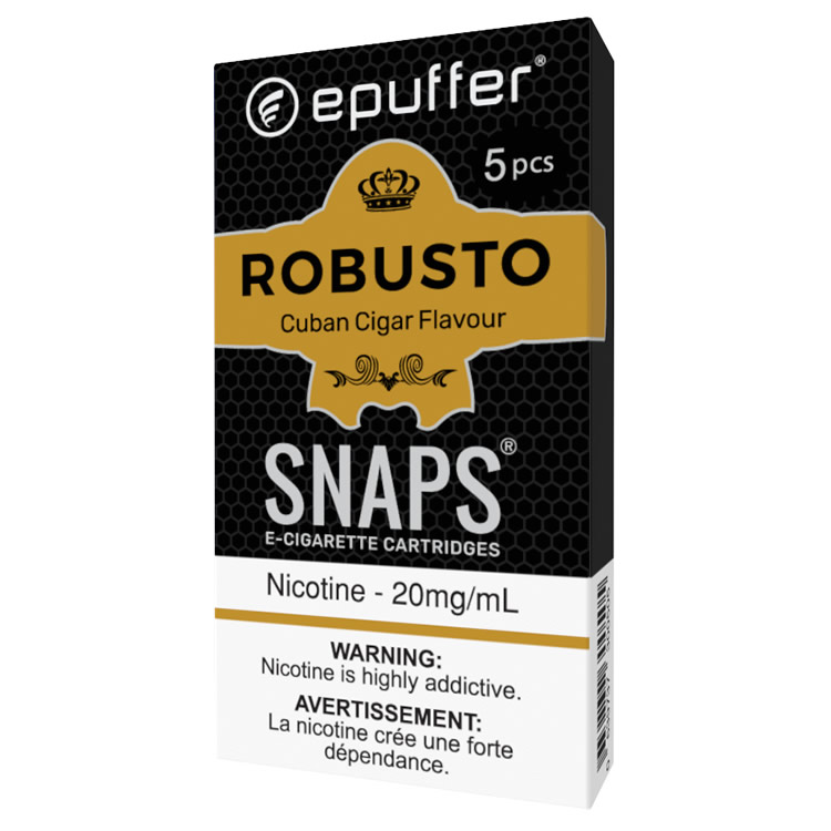 ePuffer SNAPS Robusto Tobacco Cartomizers 5-Pack | Ecigs & Vapes Canada