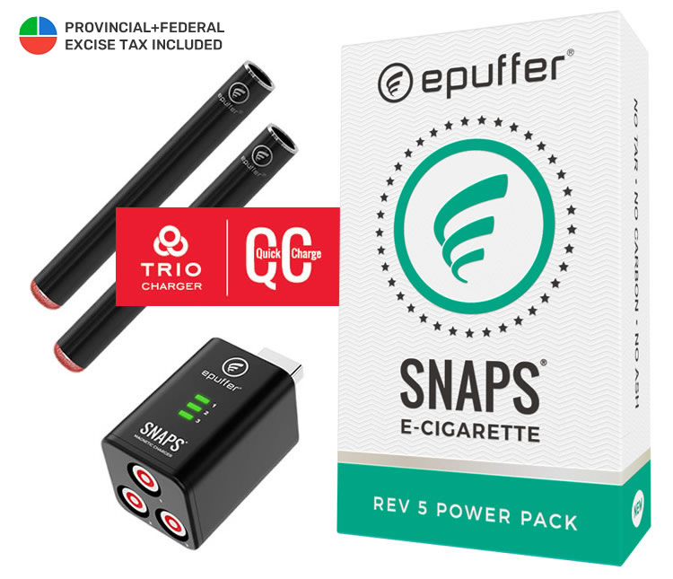 ePuffer SNAPS REV5 Black Rechargeable Cigalike Ecigarette Menthol ...