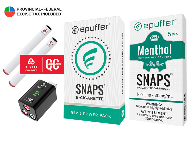 ePuffer SNAPS REV5 Black Rechargeable Cigalike Ecigarette Menthol ...