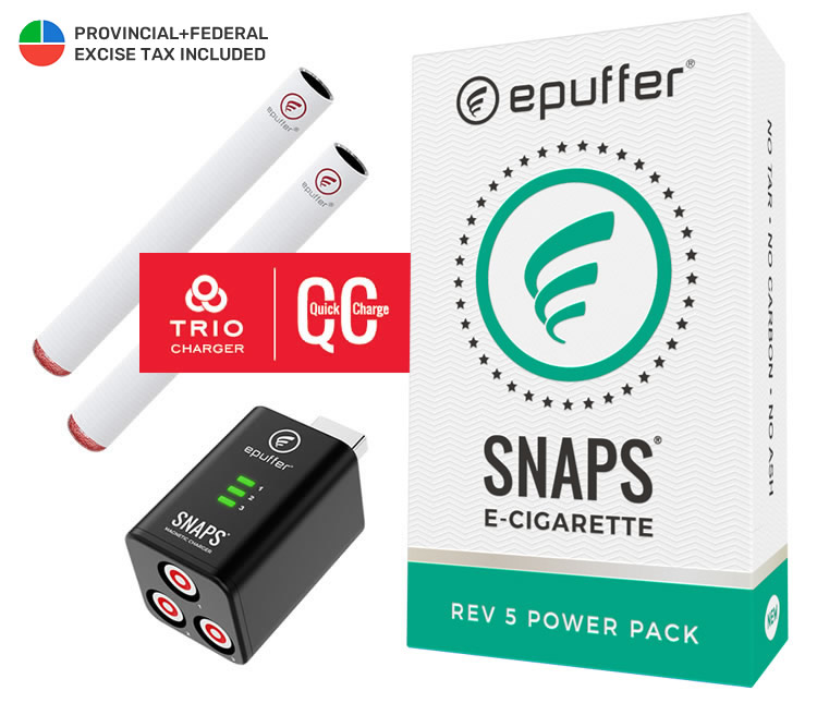 ePuffer SNAPS REV5 Black Rechargeable Cigalike Ecigarette Menthol ...